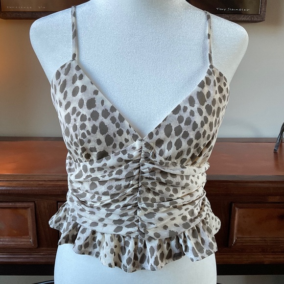 Forever 21 | Tops | Forever 2 Animal Print Ruffled Camihalter Taupe And ...